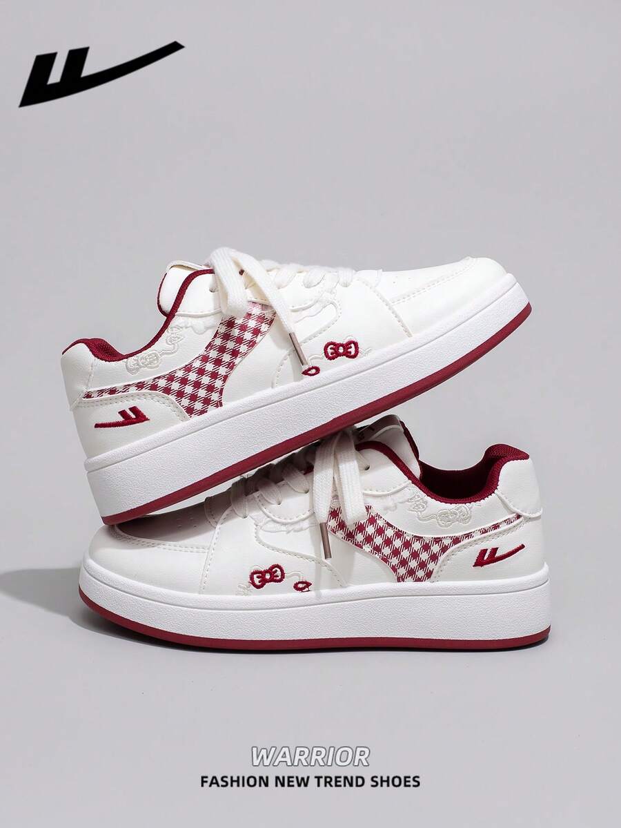 1 Pair WARRIOR Women's Thick Sole Lace-Up Soft Bottom Casual Shoes, Low ...