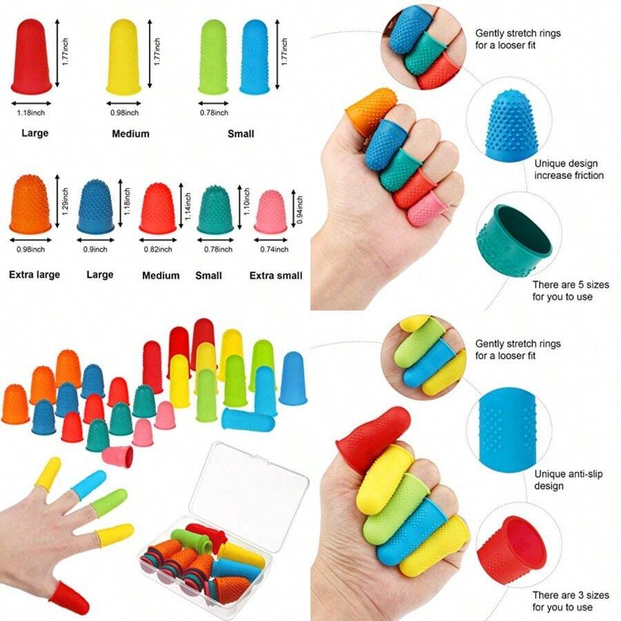 32 Pieces Rubber Finger Pads Tips Silicone Hot Finger Protectors ...