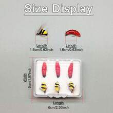 6Pcs/Box-2 Mixed Styles-Bumble Bee&Worm Dry Flies Artificial Nymph Bait ...