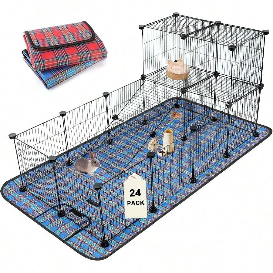 24 Panels Large Guinea Pig Loft Playpen Indoor Outdoor CandC Small ...
