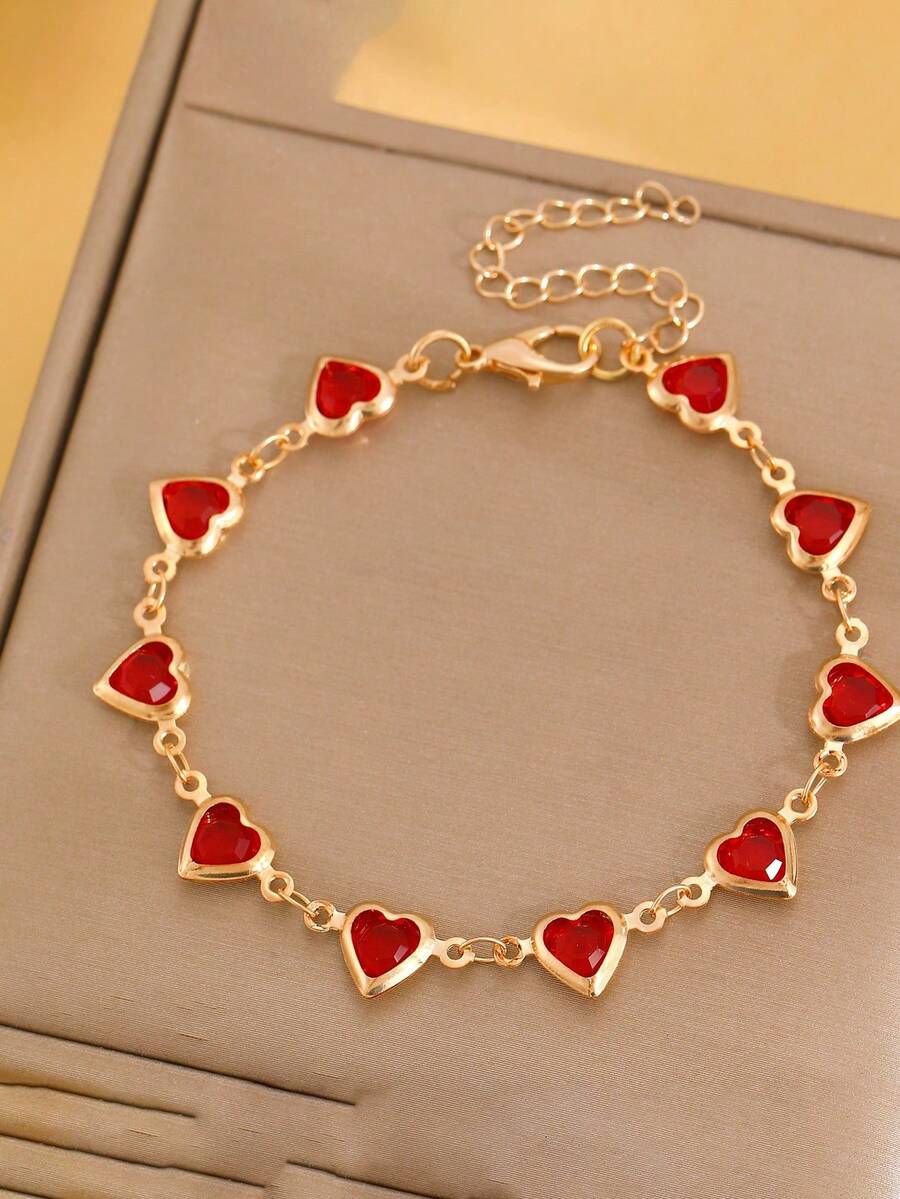 1 Stück hochwertige, modische, bunte Herz-Armbänder im Ins-Stil, Charm ...