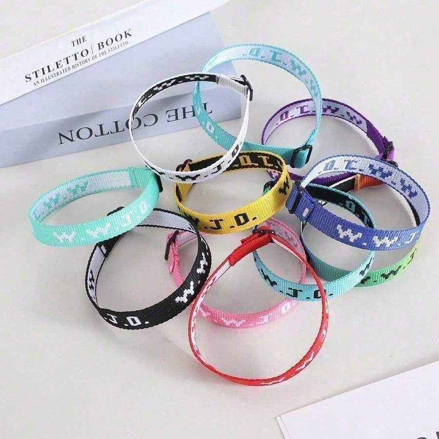 8pcs WWJD (What Would Jesus Do) Woven Bracelets, Religious Christian ...