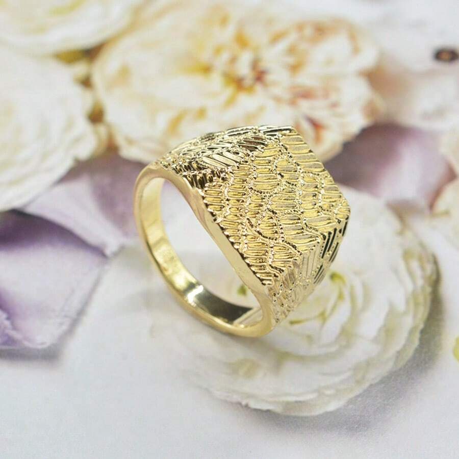 1pc Vintage Asymmetrical Geometric Gold Brick Ring For Men, Minimalist ...