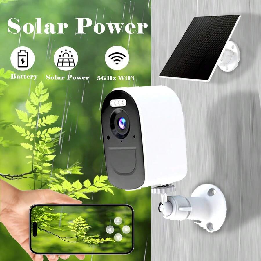 Outdoor Wireless Solar Security Camera, Battery-Powered, Two-Way ...