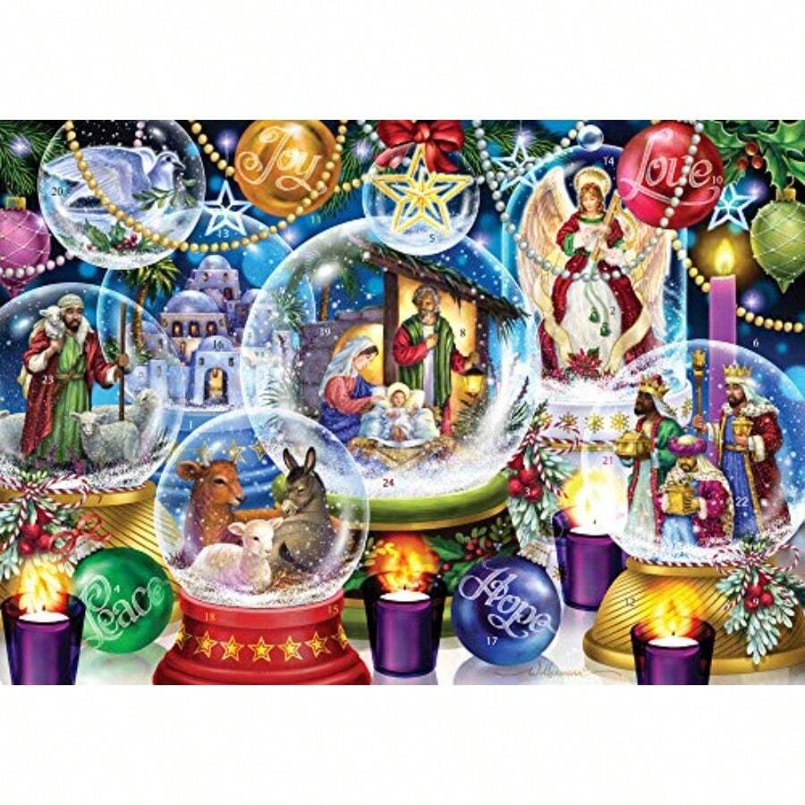 Nativity Snow Globes Advent Calendar Countdown To Christmas With Bible ...