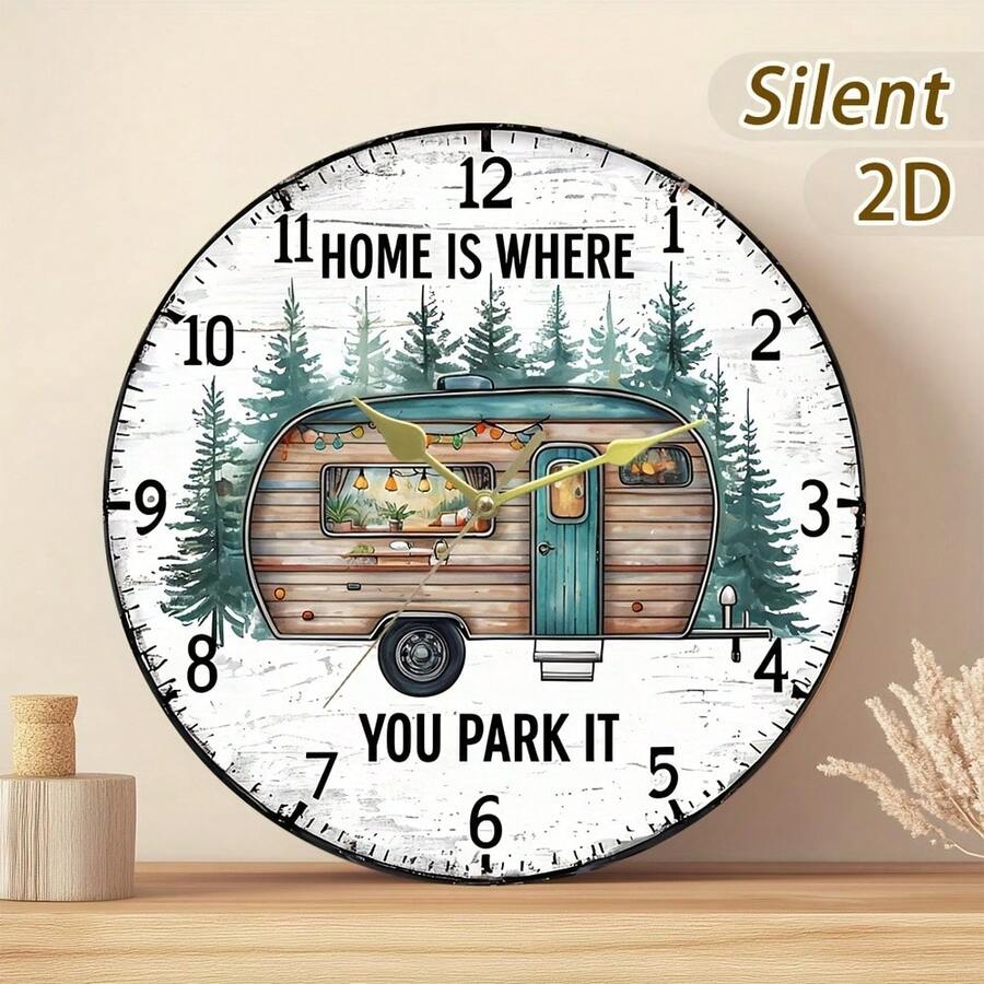 1 Piece Retro Camper And RV Themed Silent Quartz Wall Clock - Country ...