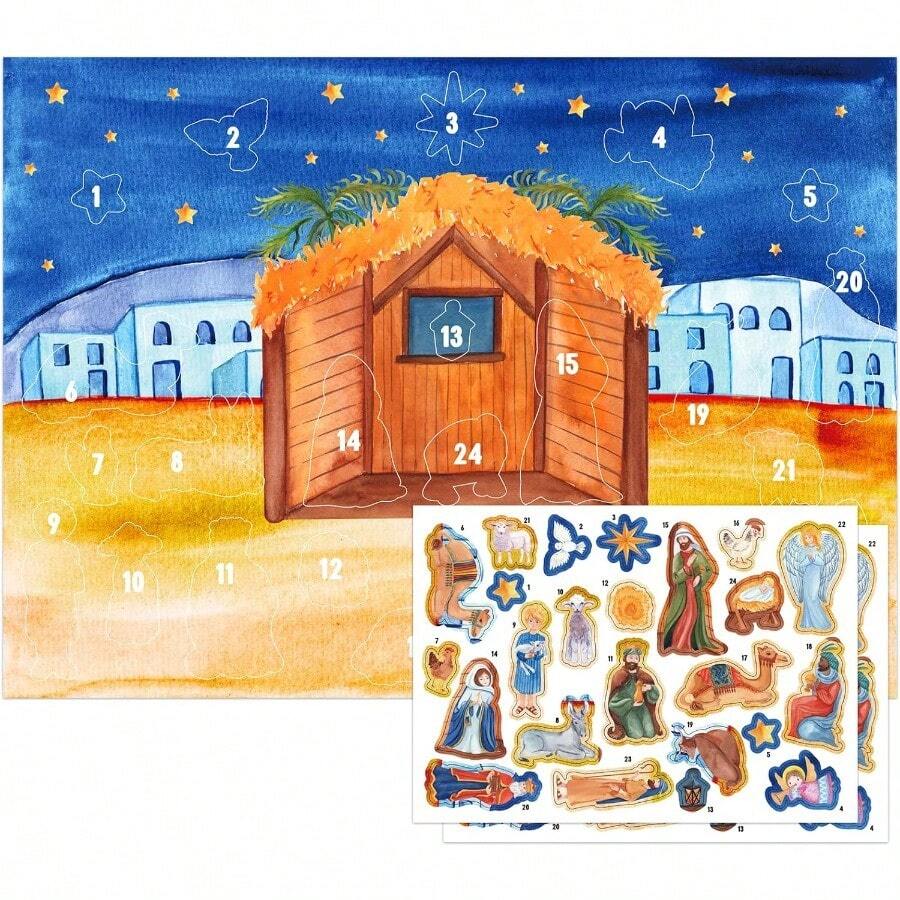 Whaign Nativity Sticker Advent Calendar For Christmas Advent Calendar ...