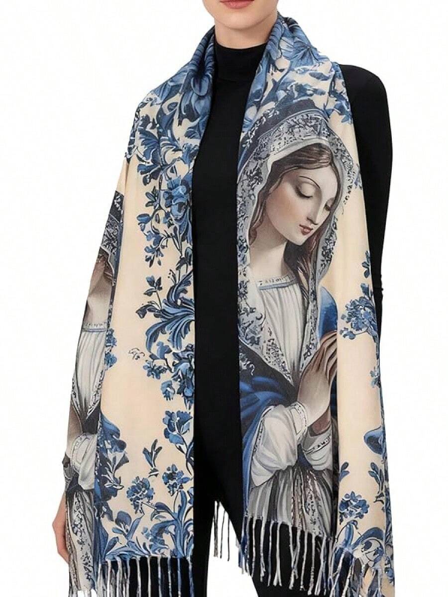 Chal de oración con la Virgen de Guadalupe, bufanda católica de la ...