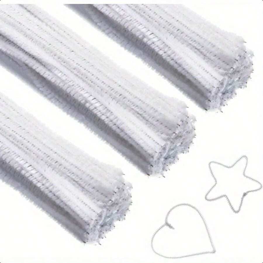 Pipe Cleaners Craft 300pcs Chenille Stems White 6MM X 12 INCH Twistable ...