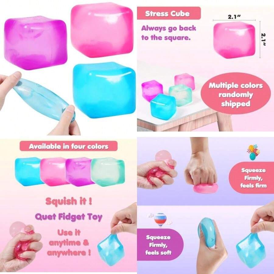 3pack Stress Cube Squishy Stress Balls For Kids Ice Cubes Squishy For ...