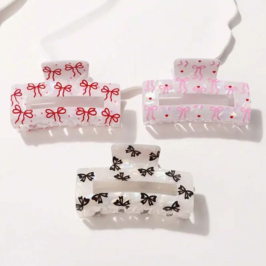 Heart-Shaped Hair Clip - Non-Slip Grip, Elegant Red And Pink Colors ...