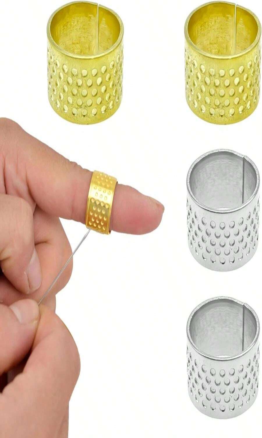 4 Pack Finger Protector Fingertip Thimble Metals Thimbles Adjustable ...