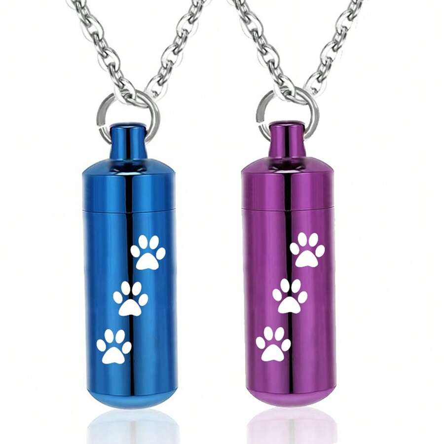 Cremation Jewelry Urn Necklace For Ashes For Pet, Paw Print Memorial ...