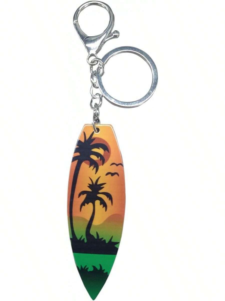 Summer Beach Favors Car Keychain, Acrylic Surfboard Coconut Tree ...