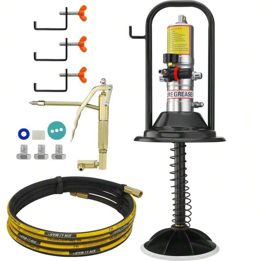 High Pressure 50:1 Air Operated Grease Pump With 3.88m Hose & 360° Gun ...