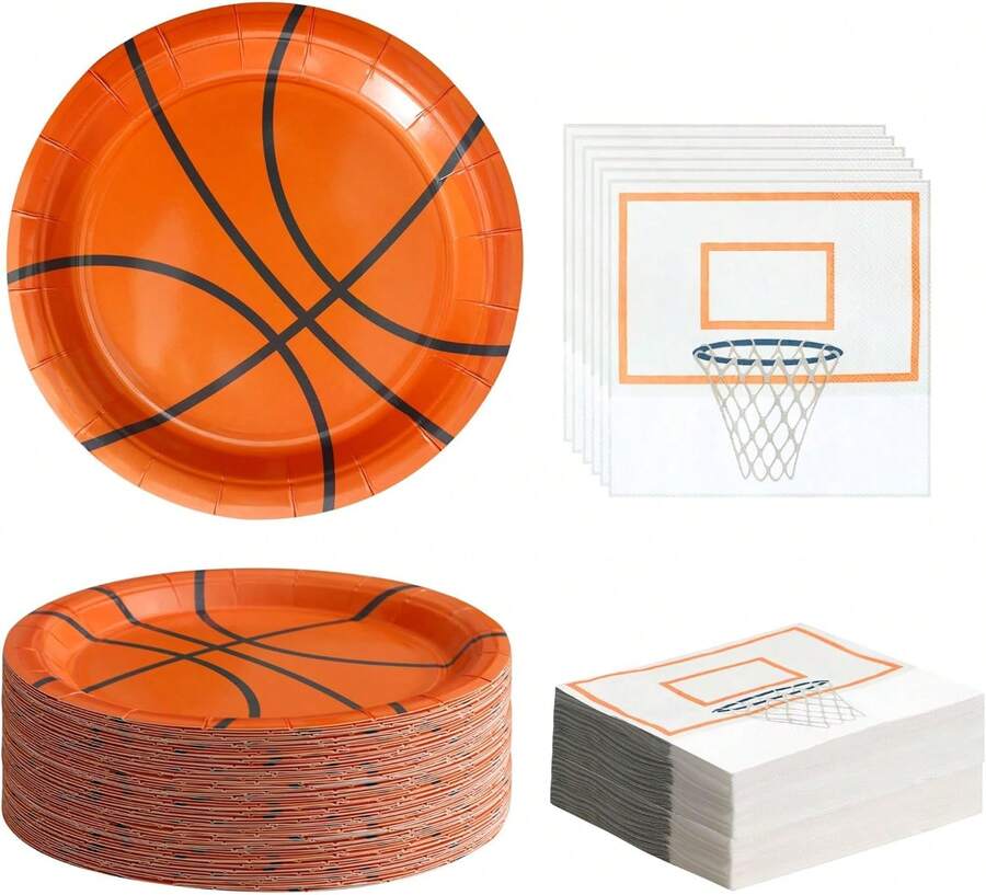 Winoo Design 48PCS Basketball Plates And Napkins Party Supplies - 24 PK ...