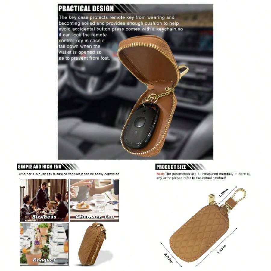 Car Key Case, Universal Vehicle Genuine Leather Key Fob Cover, Remote ...