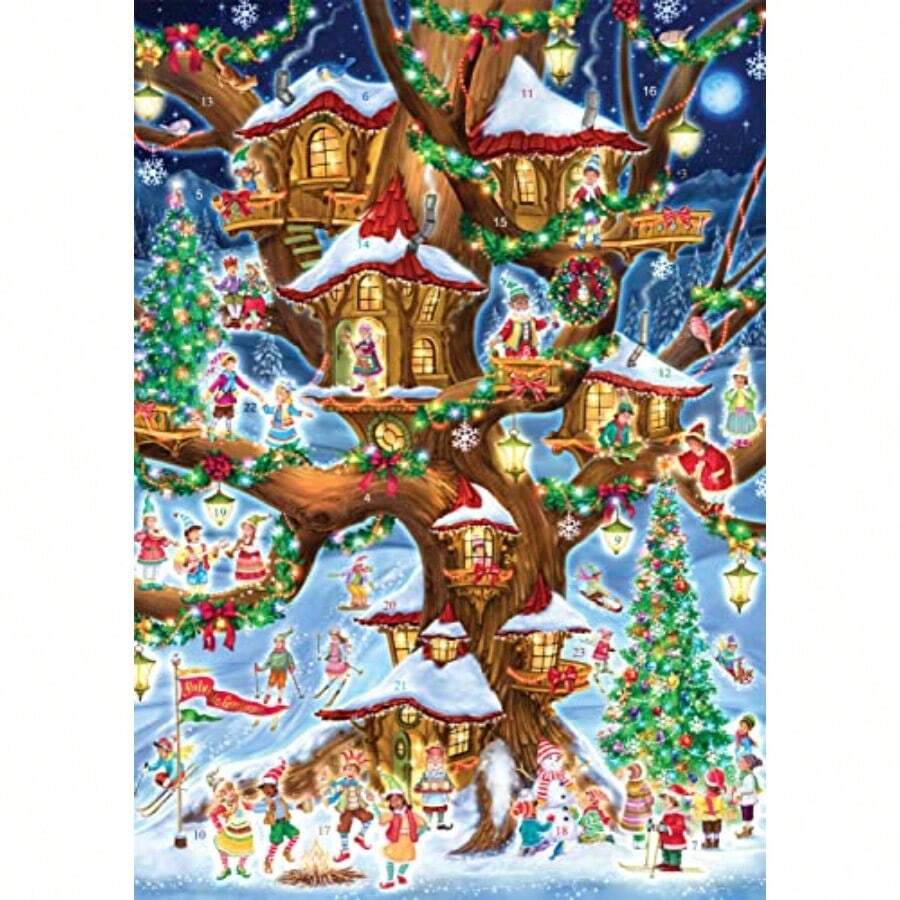 Elves' Treehouse Advent Calendar Countdown To Christmas With Holiday ...
