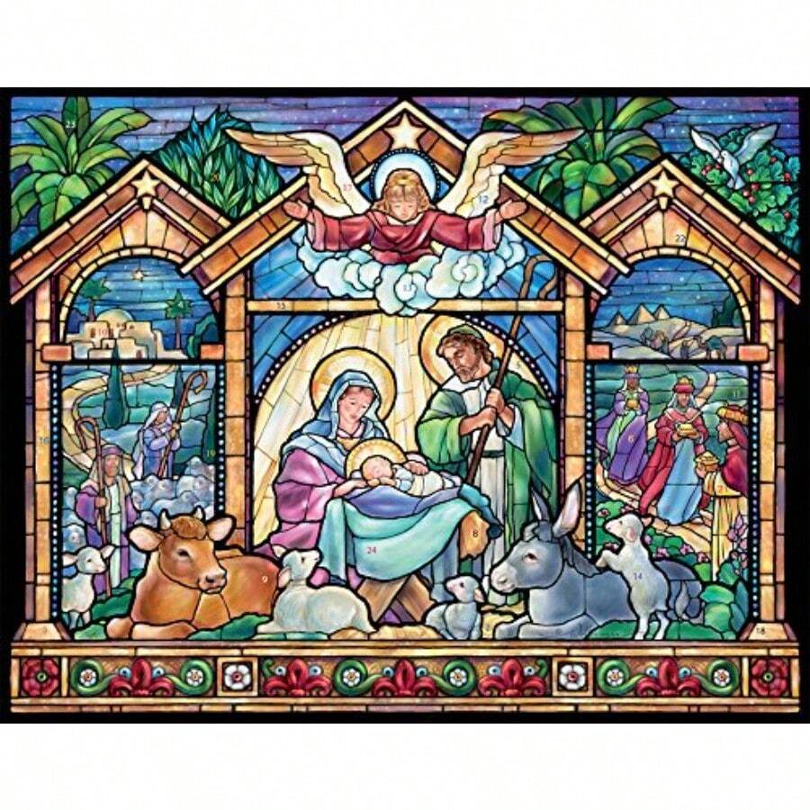 Stained Glass Nativity Advent Calendar Countdown To Christmas With ...