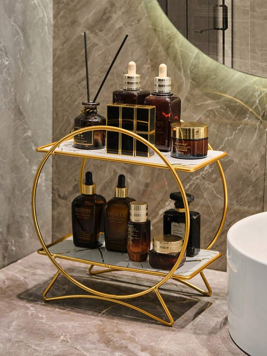 1 pieza Organizador de maquillaje de 2 niveles, base con orejas de gato ...