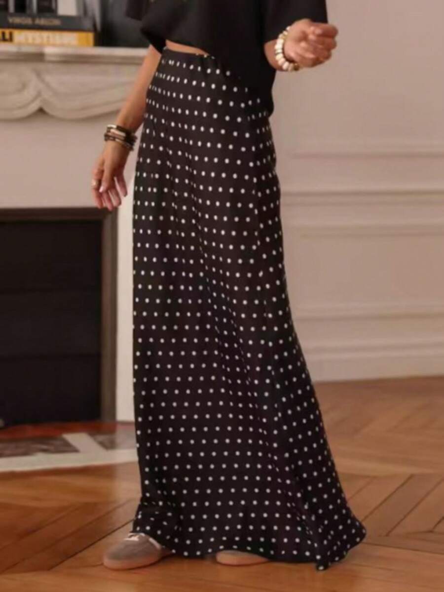 Women's Casual Polka Dot A-Line Maxi Dress, Made Of Non-Stretch Woven ...