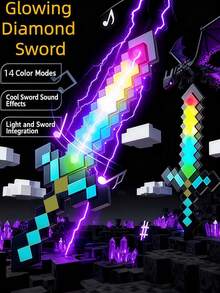Minecraft Rechargeable Rainbow Light-Up Diamond Sword Lamp, Color ...