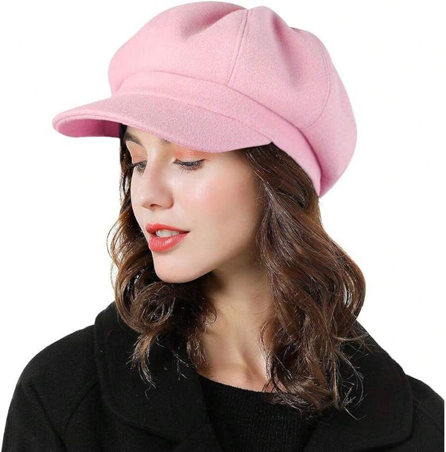 Boina de mujer, gorra de estilo periodista francesa de lana, clásica ...