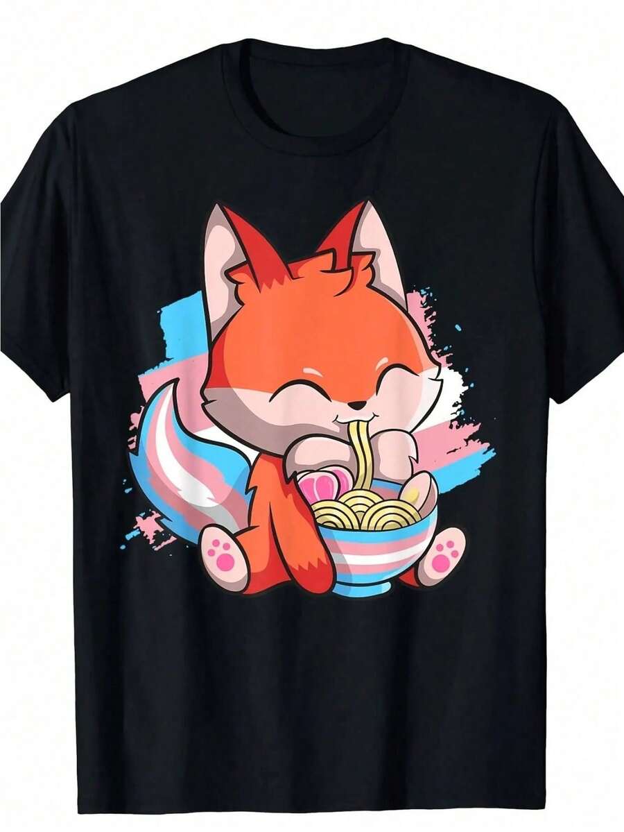 Men Clothing Tops Kawaii Clothes Camisetas Transgender Pride Kawaii Fox ...