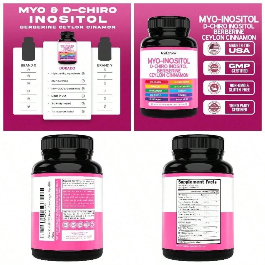 Myo - Inositol D - Chiro Inositol Supplement Women 90 Capsules, 40: 1 ...