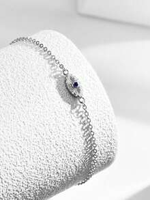 1pc S925 Sterling Silver Luxury Fully Paved Cubic Zirconia Devil's Eye ...