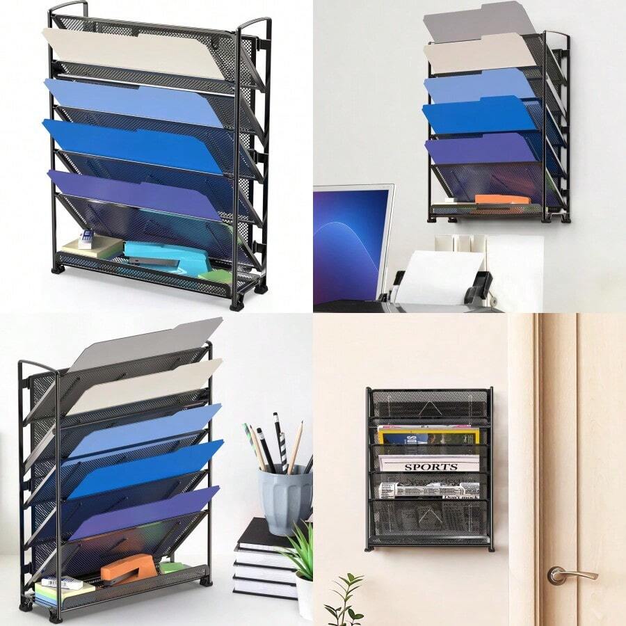 SimpleHouseware 6 Tier Wall Mount File Letter Tray Folder Organizer ...