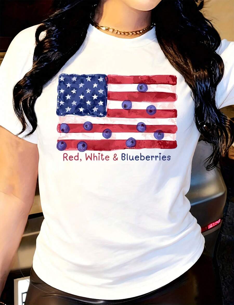 White & Berries Short Sleeve ShirtCharlie Kirk America Flag ShirtCharlie Kirk Freedom ...