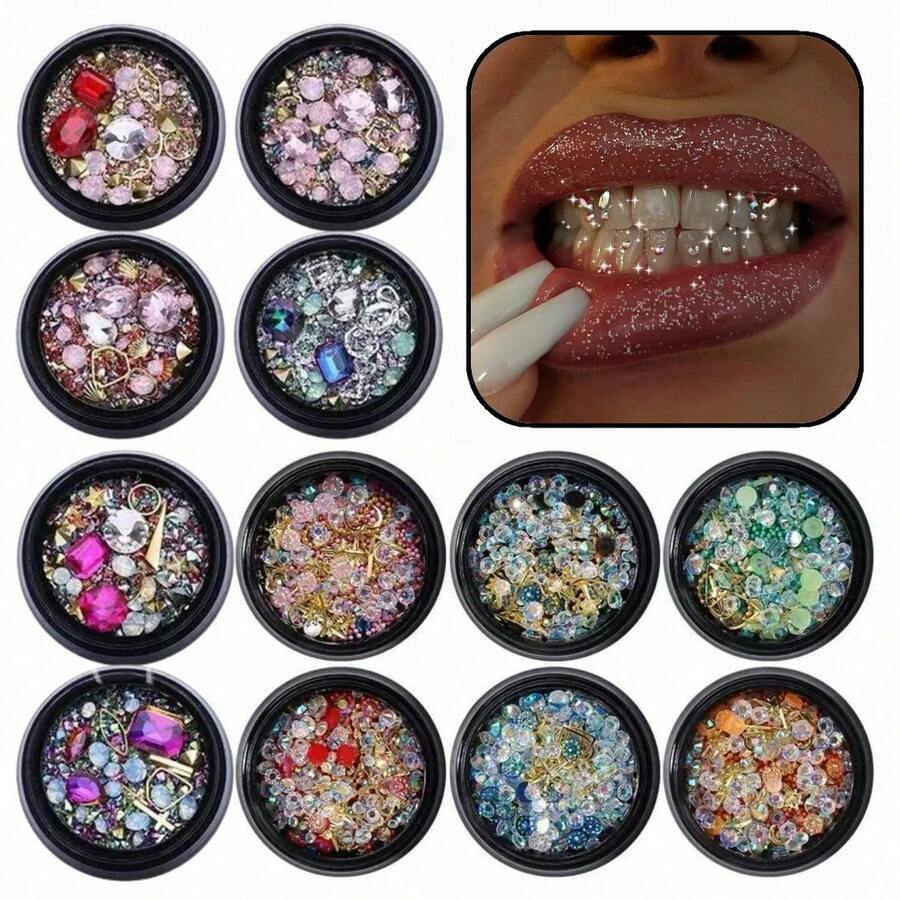 21pcs Cute Geometric Pattern Tooth Jewelry Set, Y2K Colorful Adorable ...