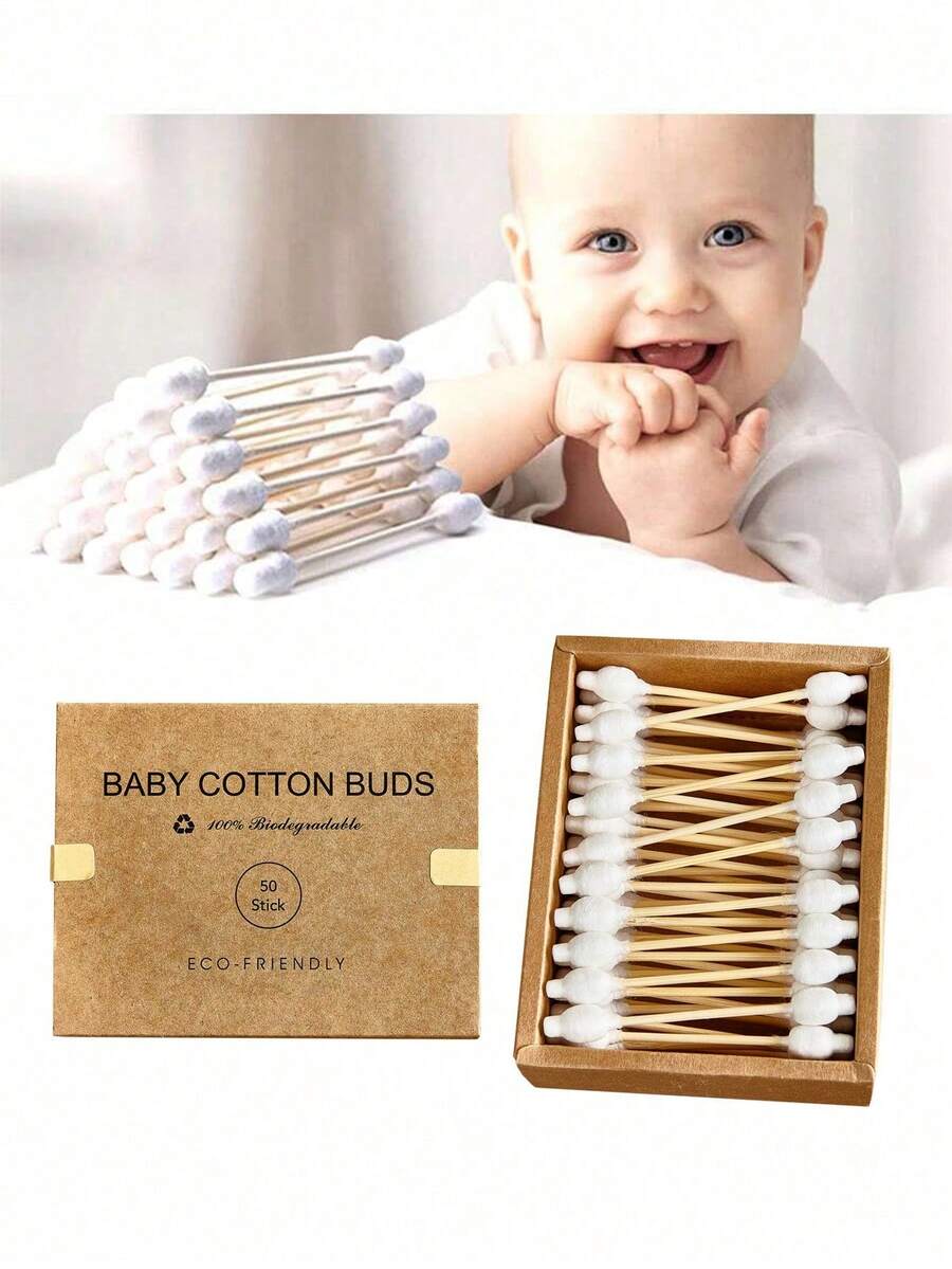 50pcs/100pcs Double-Headed Large Cleaning Swabs, Disposable Baby ...