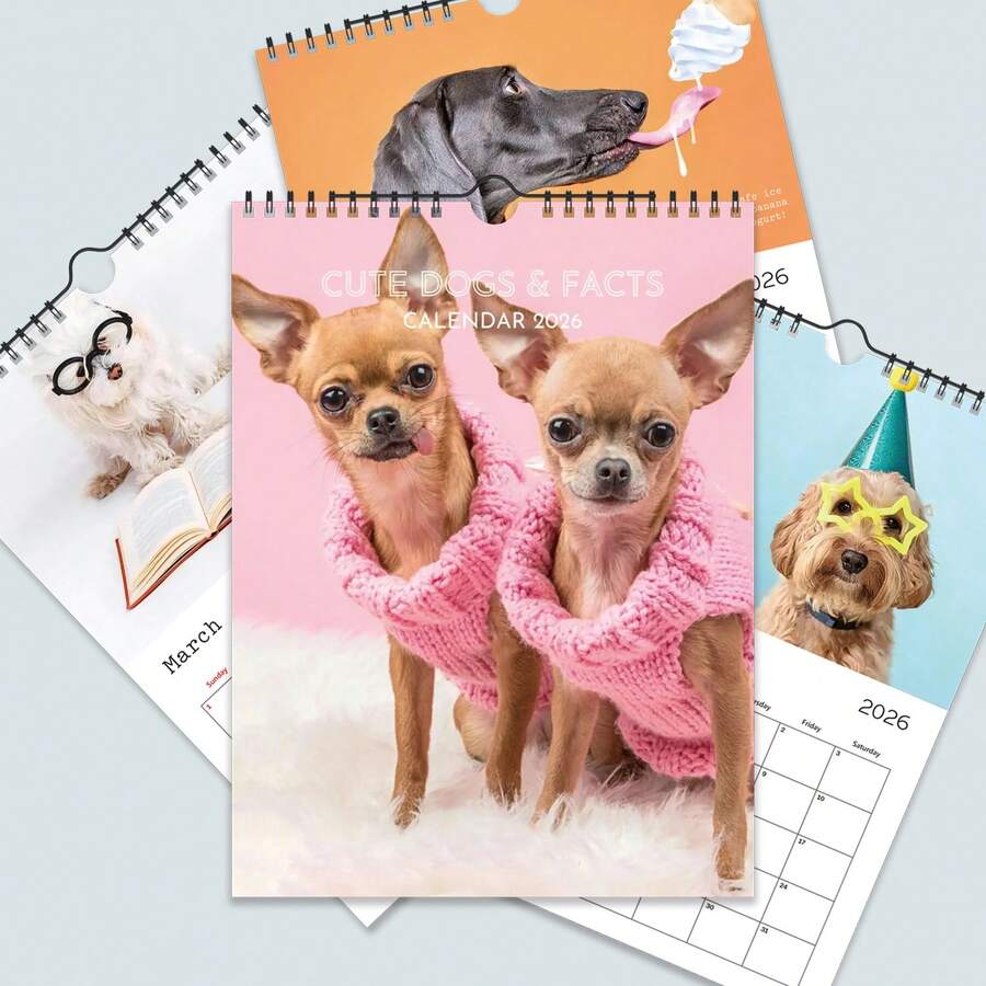 1pc 2026 Cute Dog Calendar, Adorable Canine Wall Hanging Monthly ...