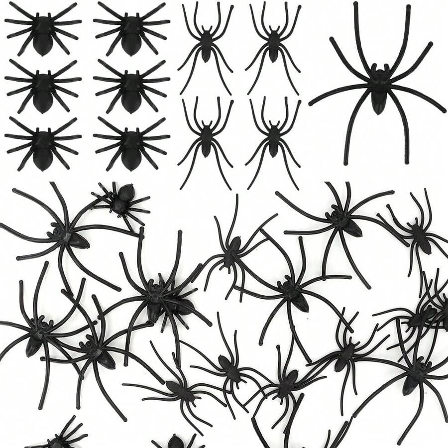 Decor Plastic Spiders Halloween, 100 PCS Black Fake Spiders Halloween ...