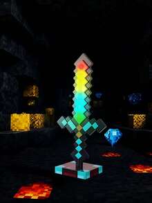 Minecraft Rechargeable Rainbow Light-Up Diamond Sword Lamp, Color ...