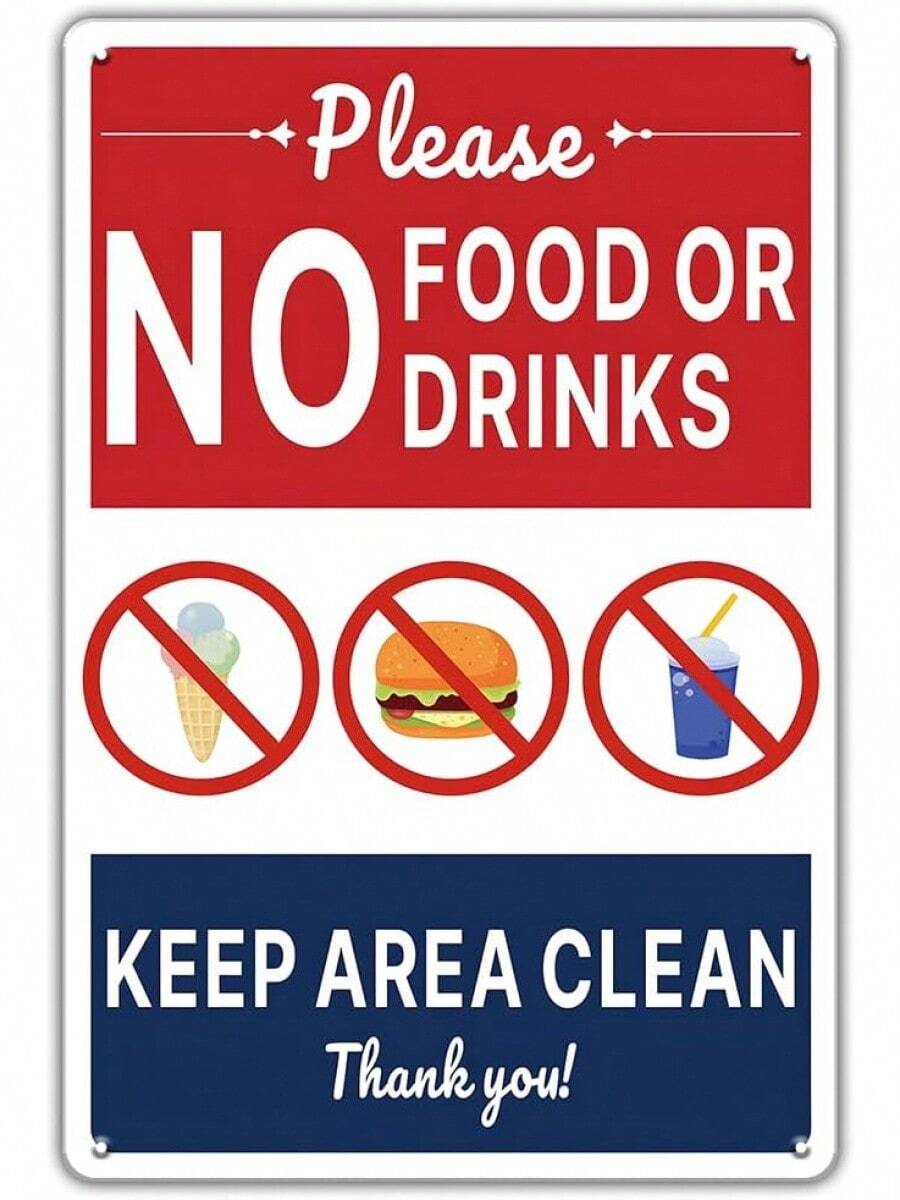 YOYI ART No Food Or Drink Sign - 8 X 12 Inch Metal No Food Or Drinks ...