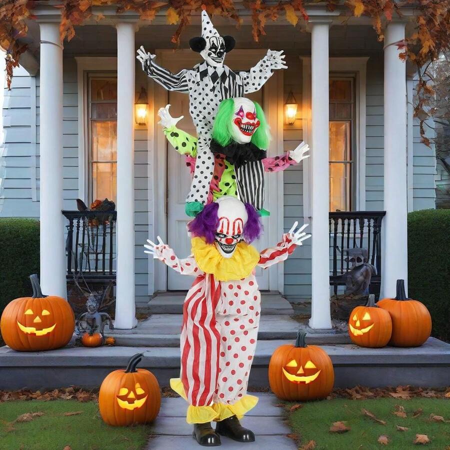 70. 9" Life-Size Halloween Animatronic Clowns Decoration Set – Stacked ...