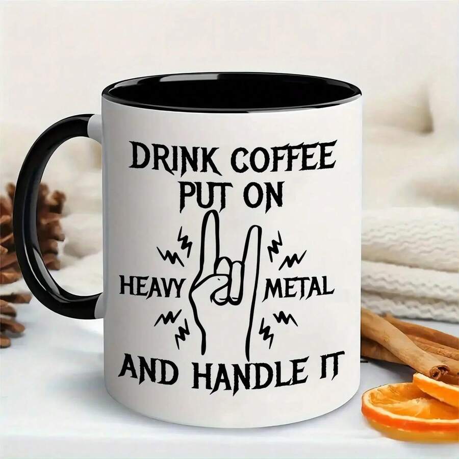 1pc Heavy Metal Coffee Mug 11oz Ceramic - Reusable & Washable, No ...