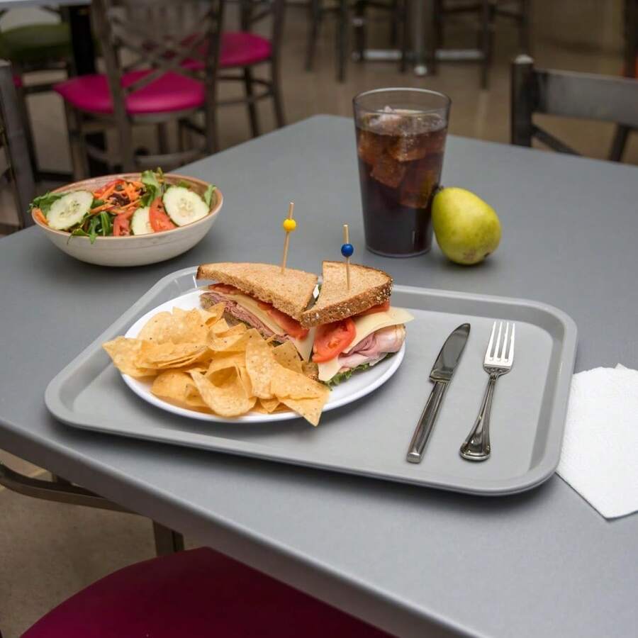 Gray Plastic Cafeteria Tray, 12x16 Inch Durable NSF Certified Fast Food ...