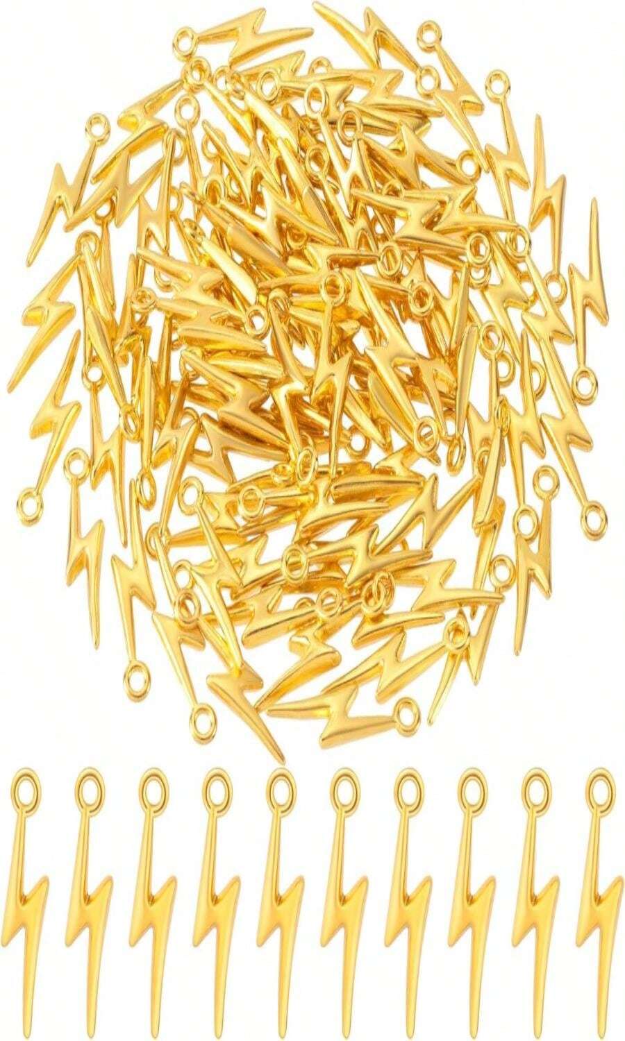 Joez Wonderful 70 Pcs Lightning Bolt Pendants, Gold Alloy Thunder Flash ...