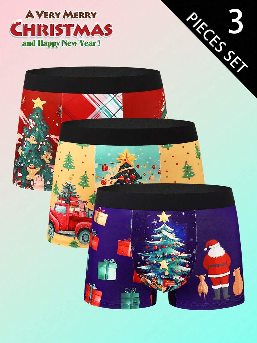 Mutande fresche con motivi natalizi, con cinture elastiche e tessuti. I ...