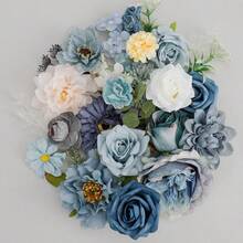 Artificial Flowers Combo Box Set Dusty Blue Flowers Fake Wedding ...