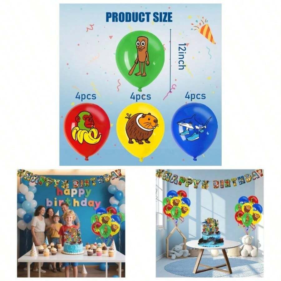 Italian Brainrot Birthday Party Decorations, Happy Birthday Banners ...
