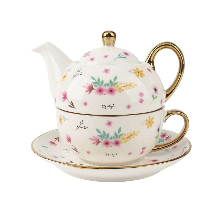 Porcelain Tea For One Set, Floral Ceramic Tea For One Teapot And Cup ...