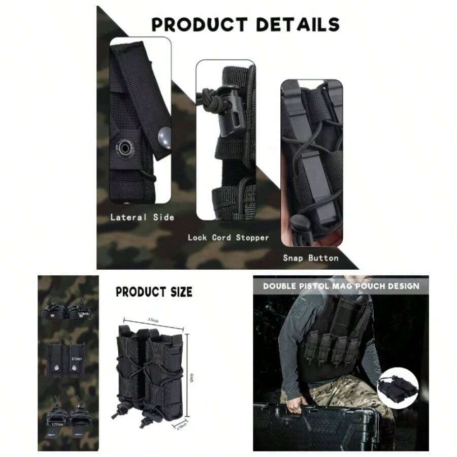 Pistol Double Magazine Holster, Double 9mm Mag Pouch, Wrap Belt Holder ...