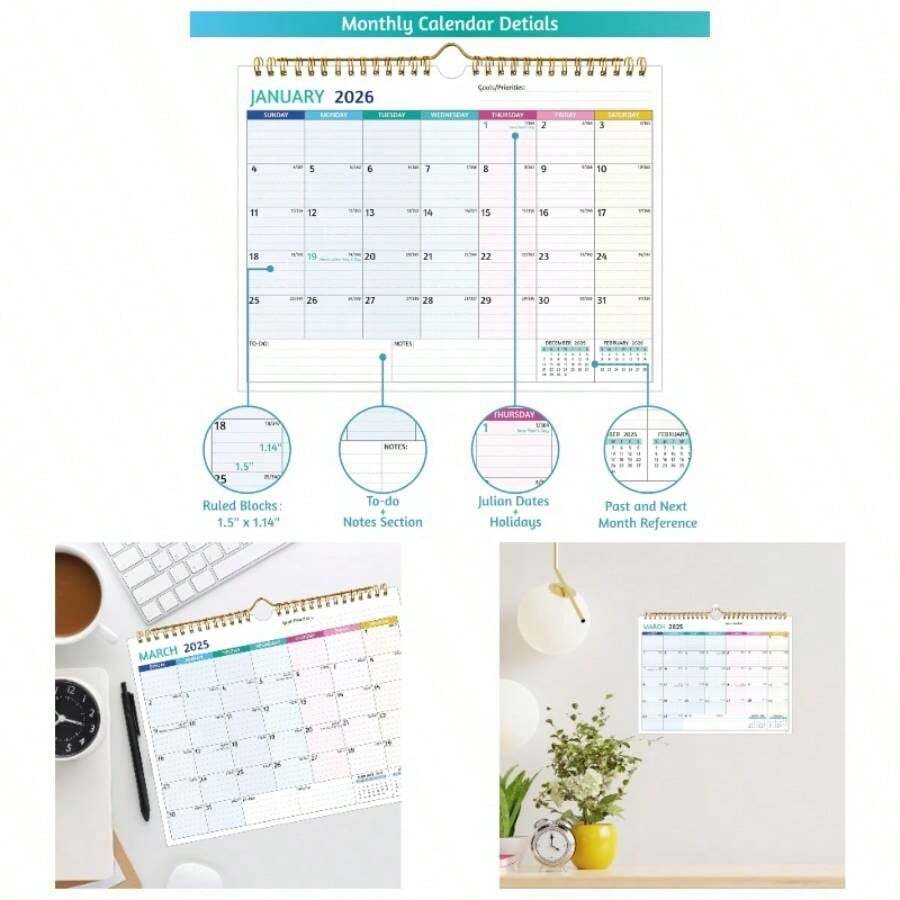 2026 Wall Calendar - 3 Month Calendar 2026 Vertical, Jan 2026 - Dec ...