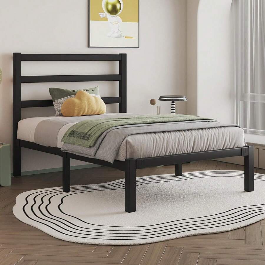 LOEWAY - Marco de cama de plataforma de metal de tamaño individual con ...