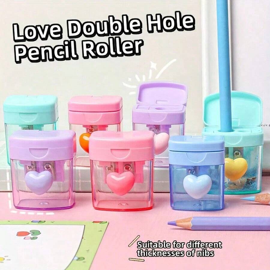 1 Pack süßer Macarons-Herz-Design manueller Büro-Anspitzer (Lila/Rosa ...